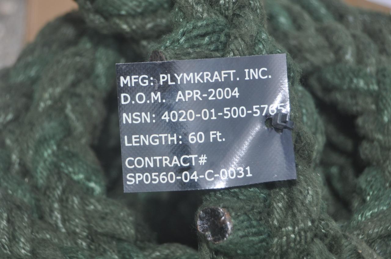 HELI-VAC FAST ROPE 3336680 60 FT NSN: 4020-01-500-5765 NEW EYE SPLICE ...