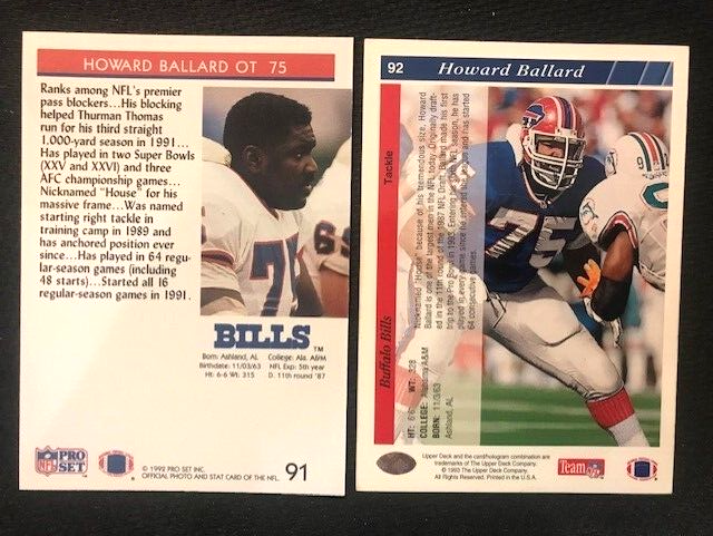 NFL - Howard Ballard 1992 Pro Set & 1993 Upper Deck Football - Bills | eBay
