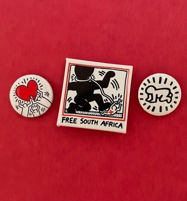LOT of 3 - KEITH HARING Free South Africa PINBACK BUTTONS | eBay