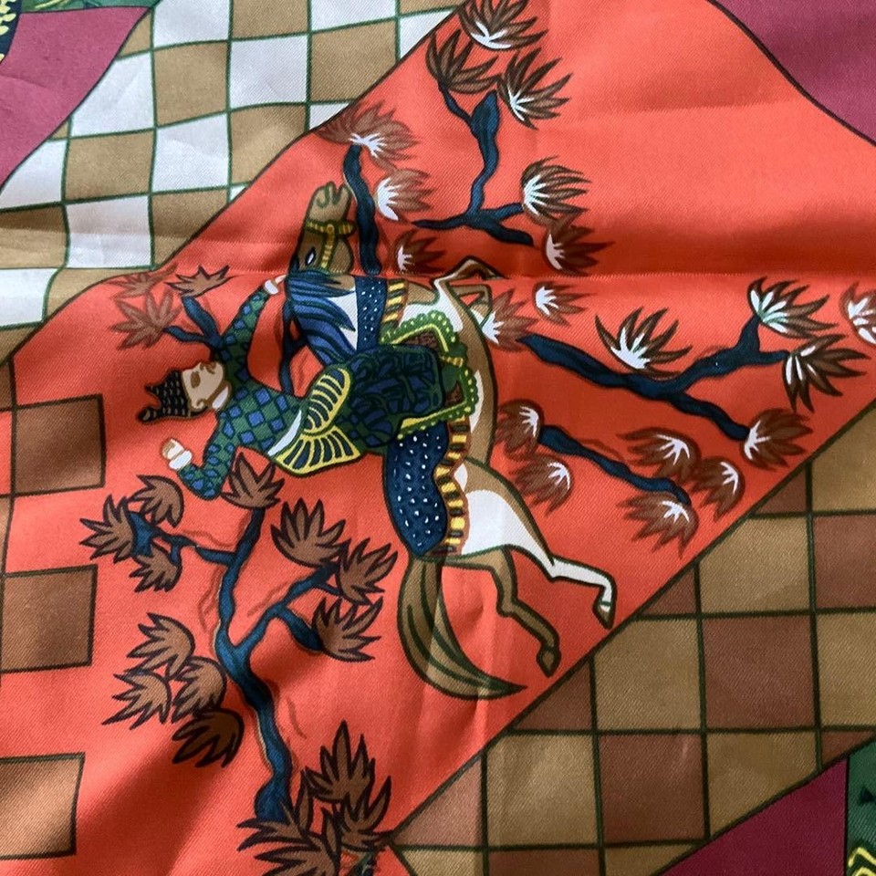 Hermes Scarf Carr 90 Japanese Pattern Motif Excellent Condition | eBay