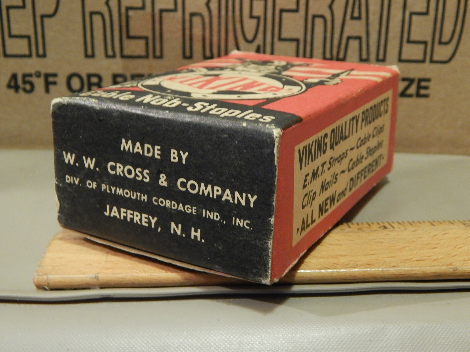 VIKING ~ WW Cross & Co. [Jaffrey, NH] "Empty" Cardboard Box ~ Vtg USA ...