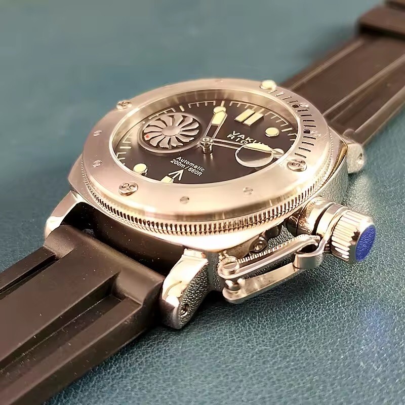 Black 44mm seagull ST25 movement military luxury homage analog date ...