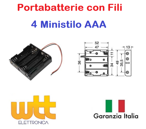 Portabatterie Portapile 4 MINISTILO Porta Batterie Pile Portabatteria ...