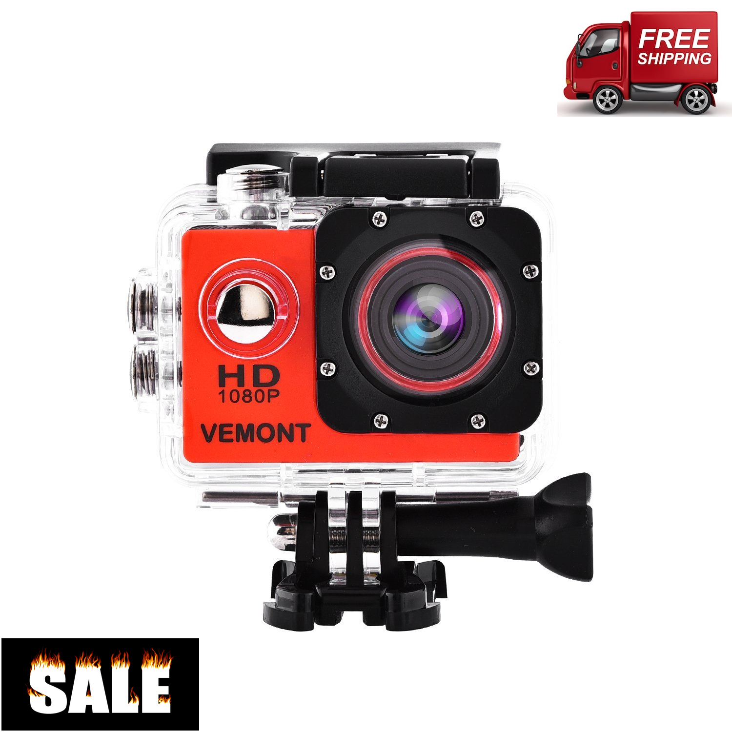 NEW 5 Action VEMONT Full HD 1080P Sports Waterproof,Camera 12MP 170 ...