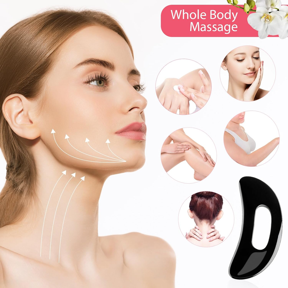 5 Pcs Gua Sha Facial Tools Set and 1 Pcs Body Gua Sha Massage Tool with ...