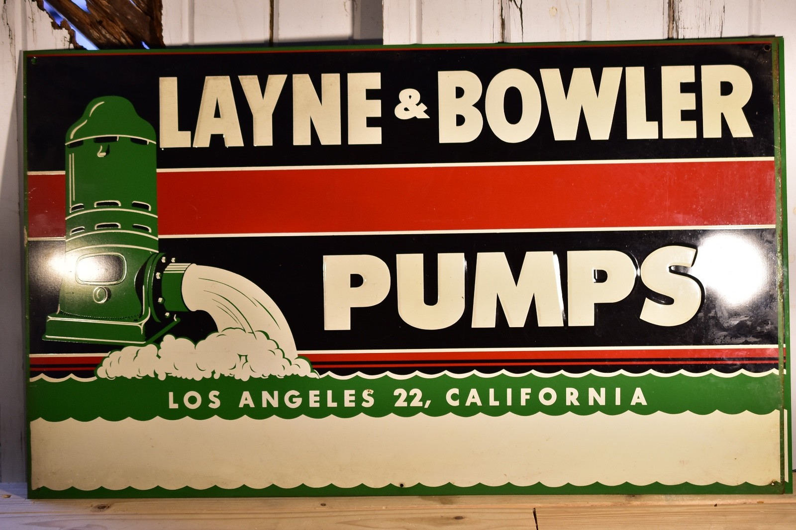 NOS LAYNE & BOWLER FARM PUMPS IRRIGATION WATER SIGN LOS ANGELES 22 ...