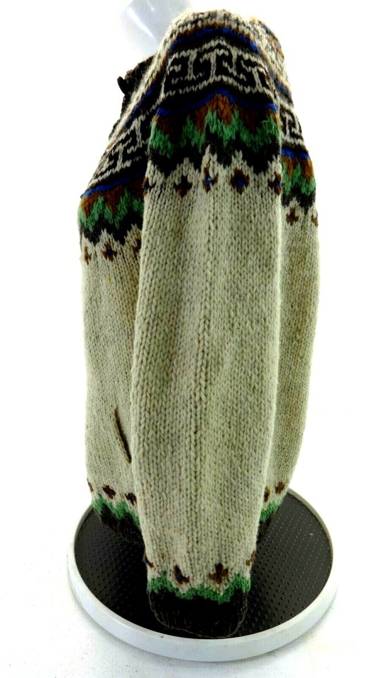 HANDMADE WOMEN'S MULTI COLOR HEAVY WOOL KNIT GEOMETRIC PATTERN SWEATER ...