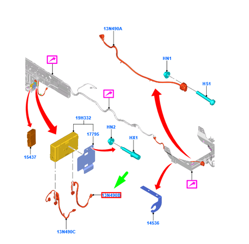 FORD TRANSIT MK4 Trailer Coupling Wire Assy BK2T-13B576-AD 2194406 NEW ...