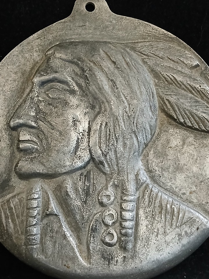 Vintage Metal Wall Plaque Medallion Chief Native American Indian 5-1/2 ...