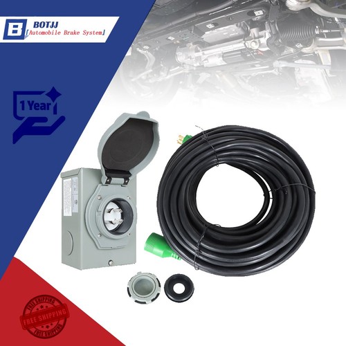 100FT 30Amp Generator RV Power Extension Cord & Power Inlet Box L14-30P ...