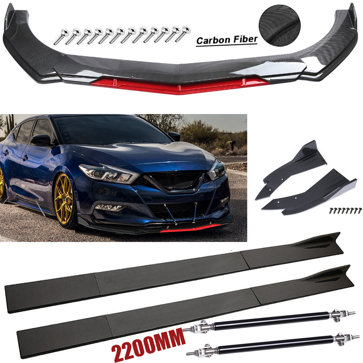 Front Bumper Lip Rear Splitter Spoiler For Nissan Altima Side Skirt ...