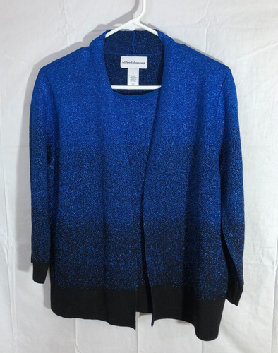 Alfred Dunner Womens Blue Metallic 2Fer Sweater Set Tank S Sparkle ...