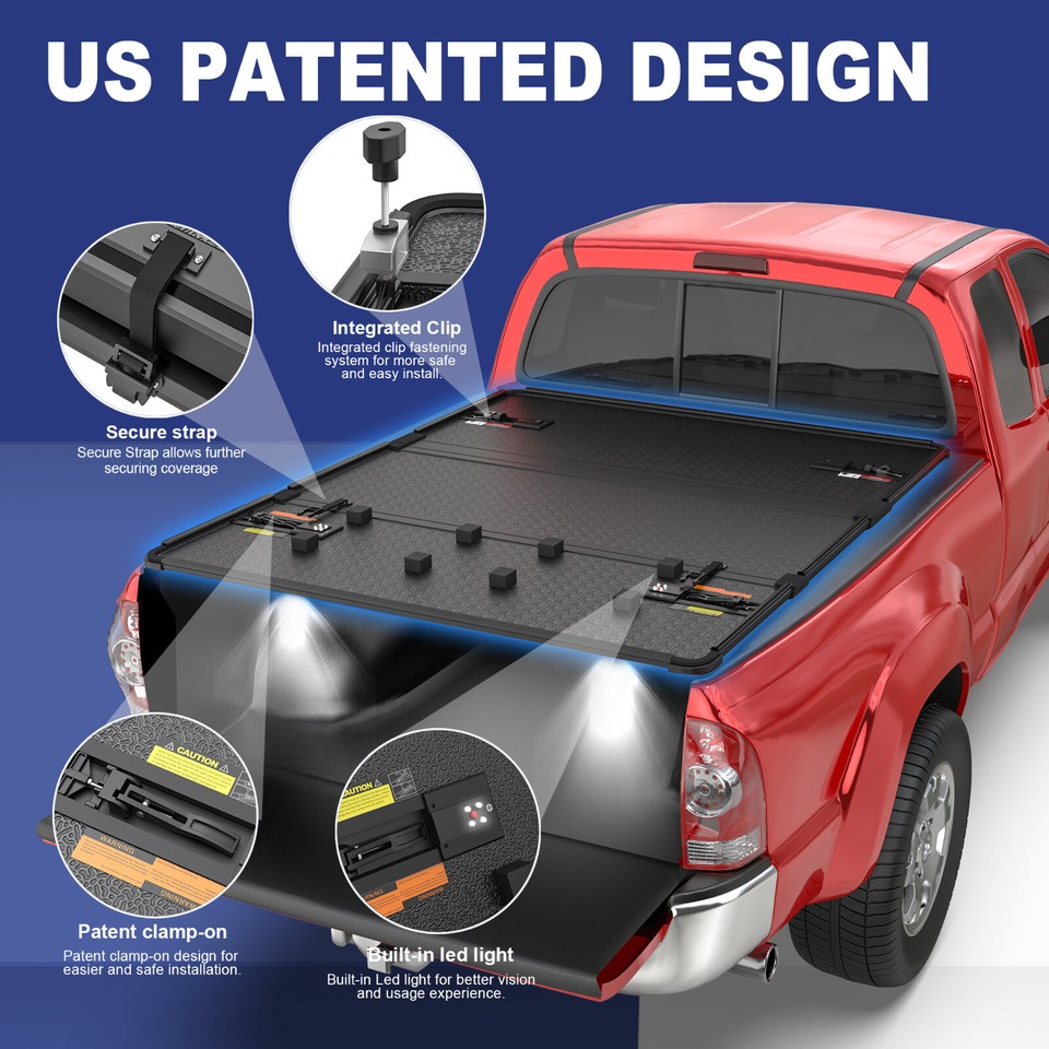 Tri-Fold 5FT Hard Truck Bed Tonneau Cover For 2016-2023 Toyota Tacoma ...