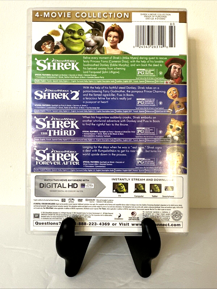 Shrek The 4-Movie Collection DVD Mike Myers Dreamworks Animation Kids ...