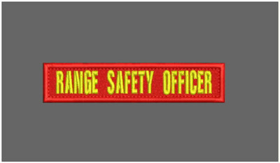 RANGE SAFETY OFFICER embroidery patches 1x5 hook on back yellow on red ...