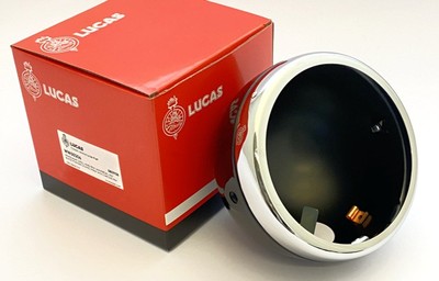 Lucas Headlamp Shell Black & Chrome Rim 5-3/4" Universal | eBay UK