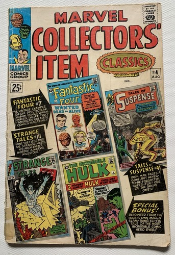 VINTAGE 1966 MARVEL COLLECTORS' ITEM CLASSICS VOL 1 NO 4 AUG 1966 COMIC ...