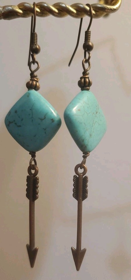 Turquoise Dangle Pierced Earrings ︎ Native ︎ Arrows ︎ Women's Western ...