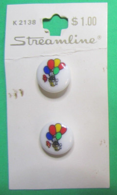 (2) VINTAGE STREAMLINE 5/8" BALLOON BASKET PLASTIC SHANK BUTTONS NOS ...