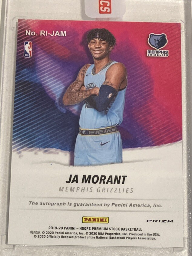 2019-20 Ja Morant NBA Hoops Premium Stock Flash Rookie Ink On Card Auto ...