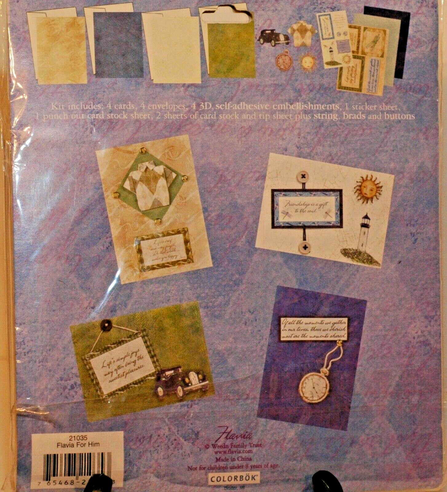 Flavia Card Making Kit - Set of 4 Different "For Him" Cards by Colorbok ...
