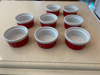 RARE - Bakehouse & Co - Red and White Individual Ceramic Ramekins | eBay