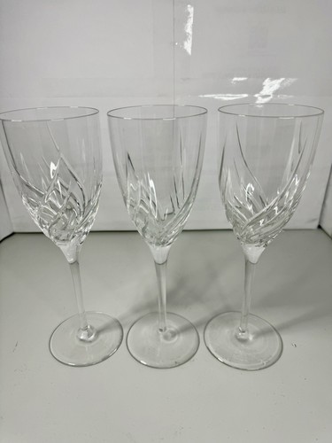 Rogaska Crystal Crossed Swirls 9” Wine glass stem SET 3 signed ...