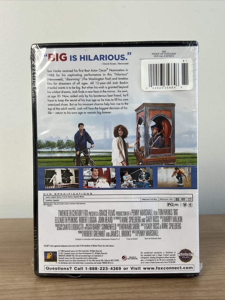 Big (DVD, 2011, Widescreen) Tom Hanks/Elizabeth Perkins/Robert Loggia ...