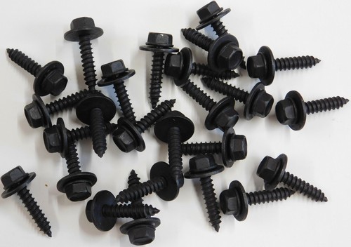 GM Black Trim Screws- M4.2 x 20mm Long- 7mm Hex- 12mm Washer- 25 screws ...