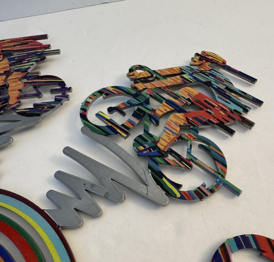 Pop Art Metal " Cyclists Bowl" Colorful Wall Art Hand Painted by DAVID ...