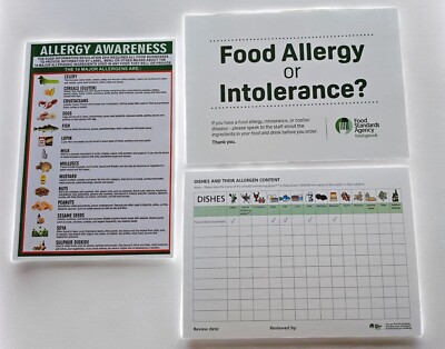 food allergy sign + Food Standards allergen contents food allergy A4 3 ...