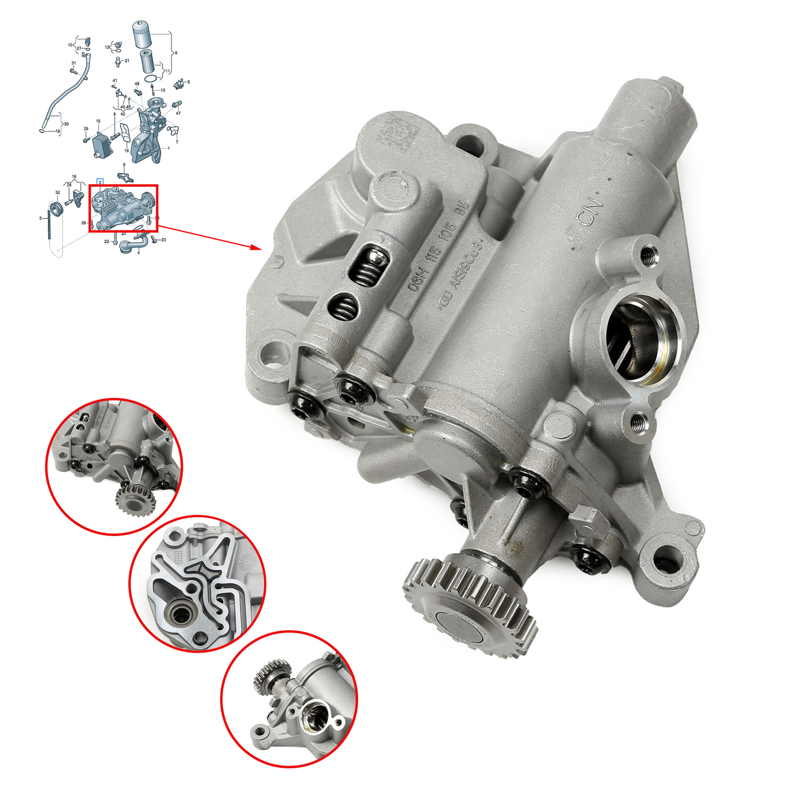 Engine Oil Pump Assembly Fit For Audi A3 A4 Q3 Q5 Golf Tiguan Passat ...