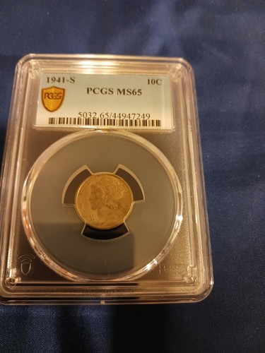 1941 S PCGS MS65 SILVER MERCURY DIME WITH YELLOW SHIELD | eBay