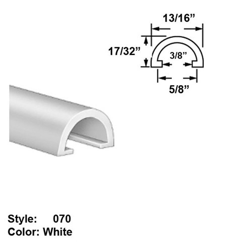 Food-Grade UHMW Plastic Half-Round Push-On Trim, Ht. 17/32" x Wd. 13/16 ...