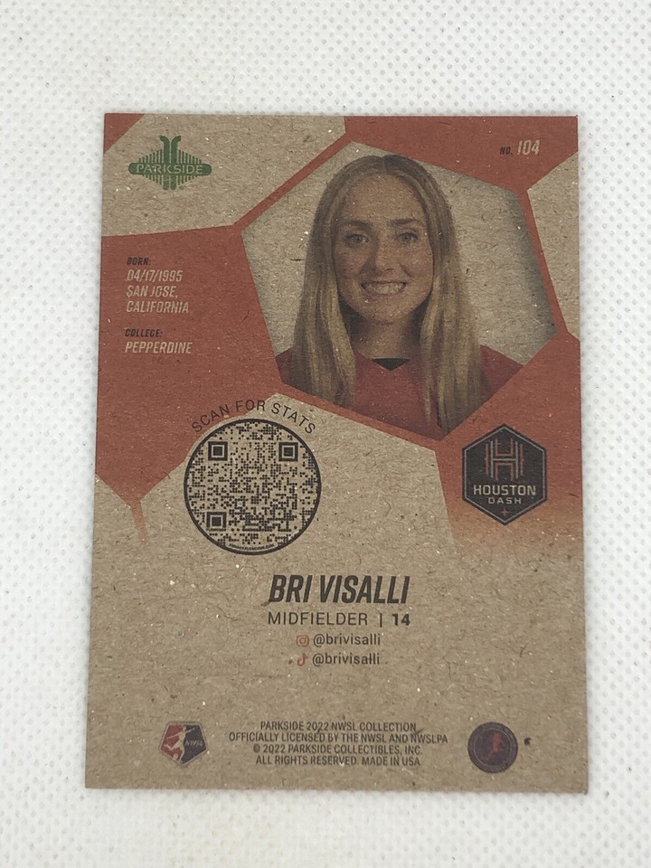 2022 Parkside NWSL | Bri Visalli Houston Dash | Vintage Stock /200! | eBay