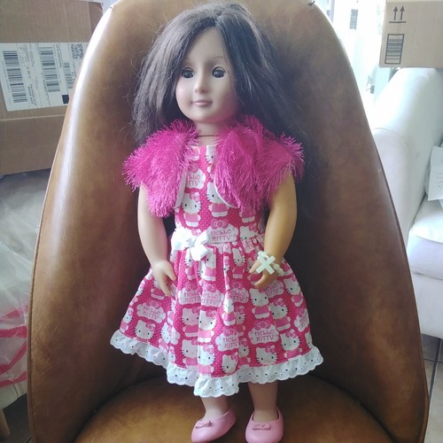 18" Our Generation Battat Doll Hello Kitty version long Brown Hair ...