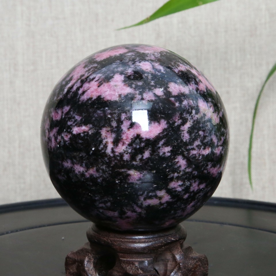 B2484-71mm-729g Natural Rose Quartz Crystal Rhodonite Sphere Ball ...
