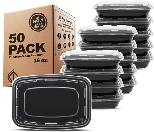 Meal Prep Containers [50 Pack] 1 Compartment Food Storage Containers ...
