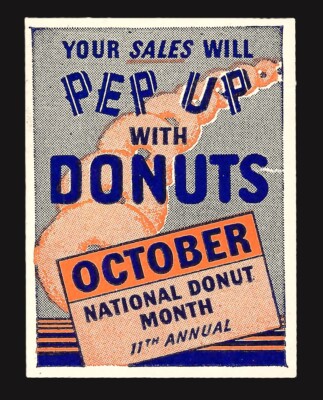 1939 11th Annual Donut Month Poster Stamp - Pep Up Sales | eBay