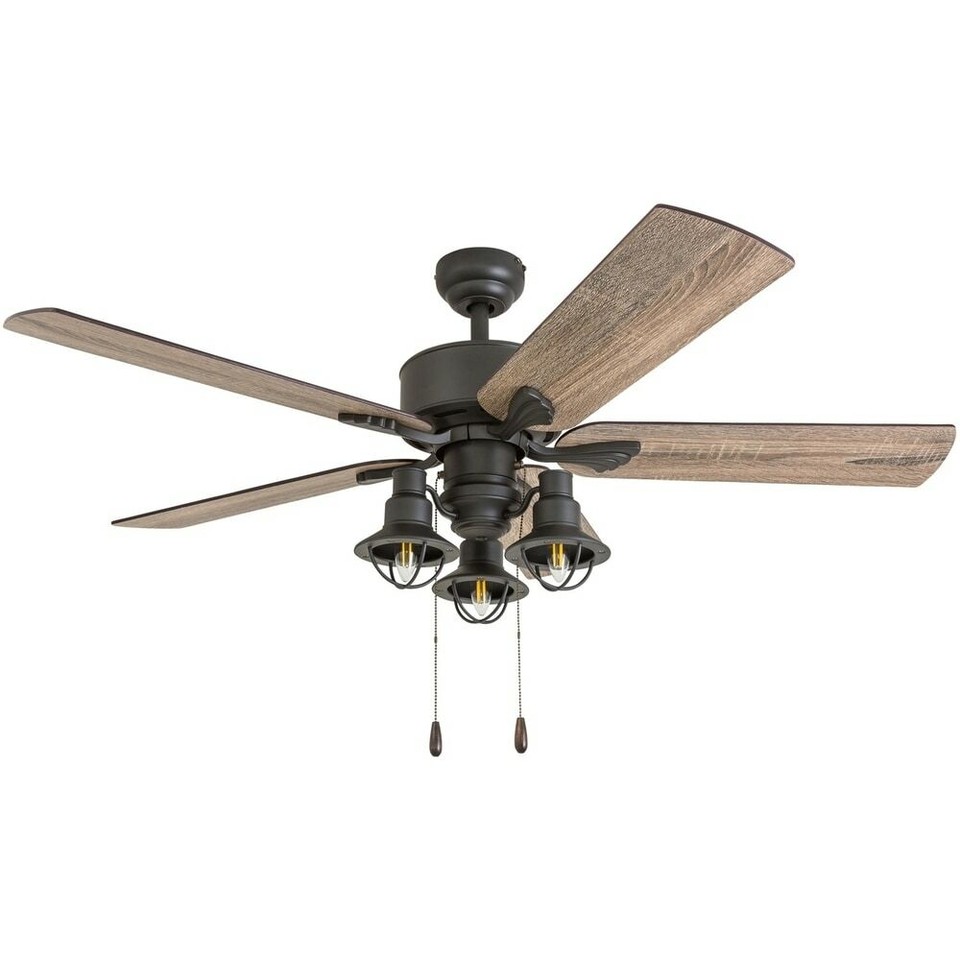 52" Rustic Cabin Ceiling Fan w Lights Mission Style Aged Bronze ...