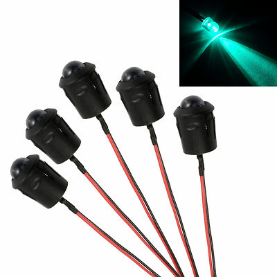 5x Green Pre Wired 10mm LED + Bezel Holder Light Lamp 12V | eBay UK