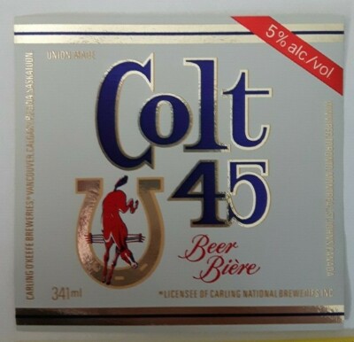 Colt 45 Beer Biere Bottle Label Carling O'Keefe Breweries Canada | eBay