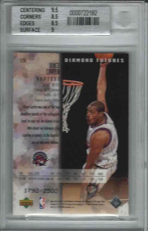 1998-99 UD Black Diamond Vince Carter Rookie DOUBLE Diamond #1792/2500 ...