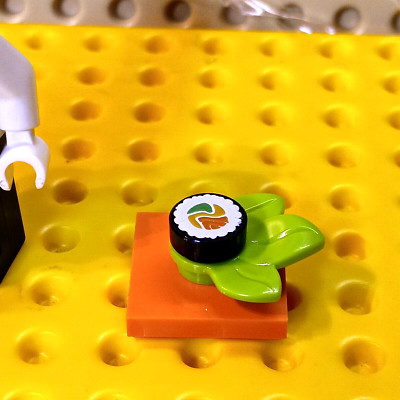 LEGO Sushi Asian Food Square Plate Orange Greens Wasabi Rice Seaweed ...