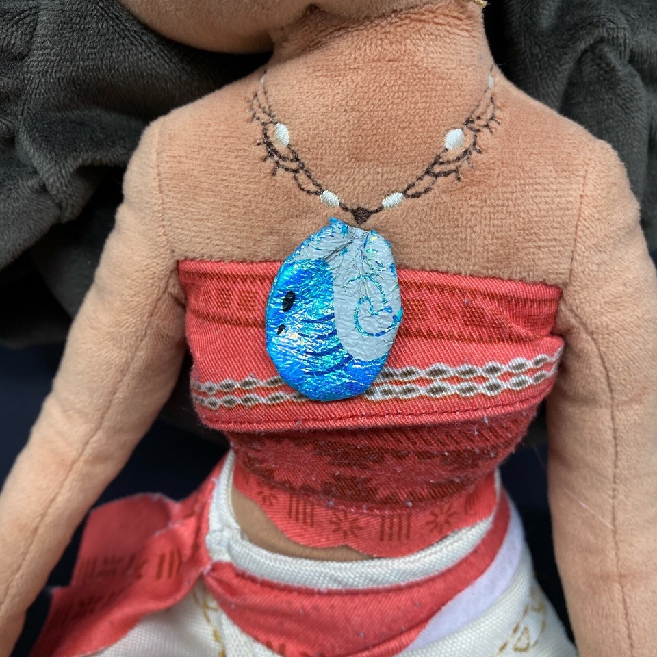 Disney Store 19" Large Moana Hawaiian Princess Plush Stuffed Doll Brown ...
