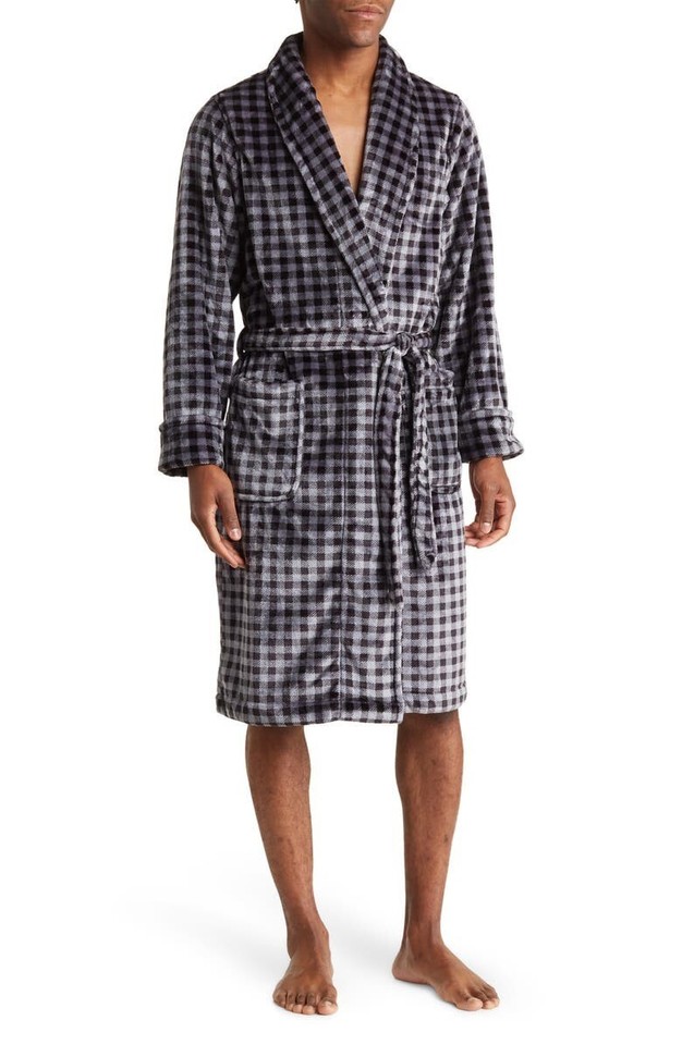 NORDSTROM RACK MEDIUM/LARGE GREY GRISAILLE MINI BUFFALO Robe | eBay