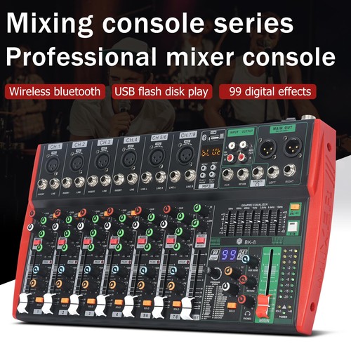 Professional DJ Audio Mixer 8 Channel with 99 DSP Effects,7-band EQ ...