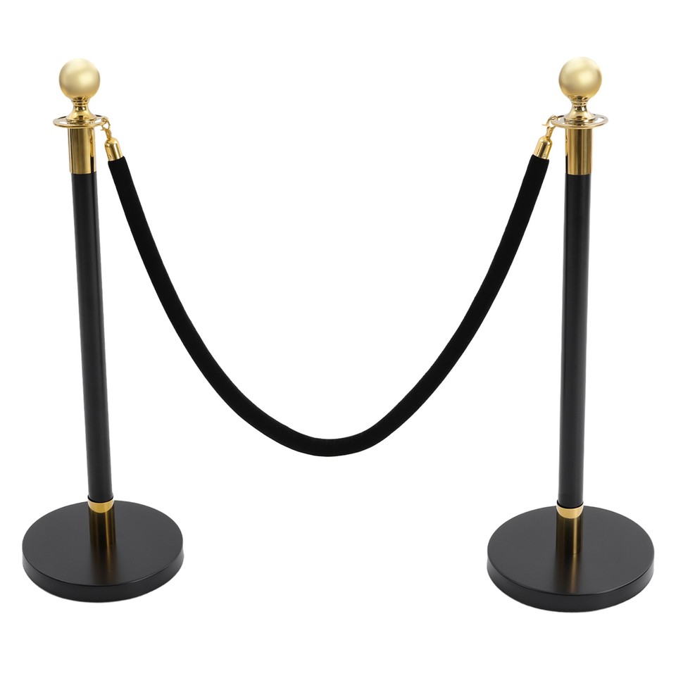 4 PCS Black and Gold Stanchion Posts Crowd Control Barriers Stanchion ...