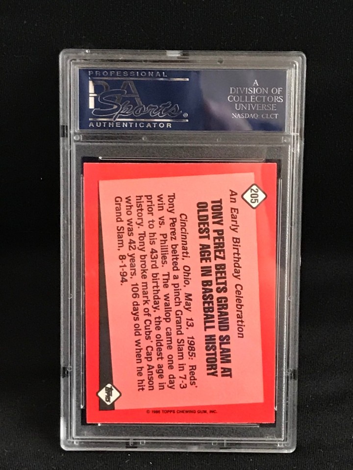 1986 Topps Tiffany #205 - TONY PEREZ - PSA 10 Gem Mint - Cincinnati ...