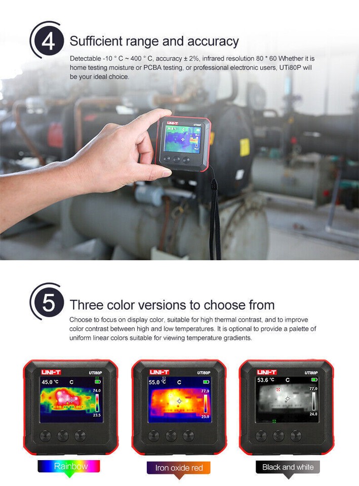 UNI-T UTi80P Industrial Mini Infrared Thermal Camera IR Thermal Imager ...